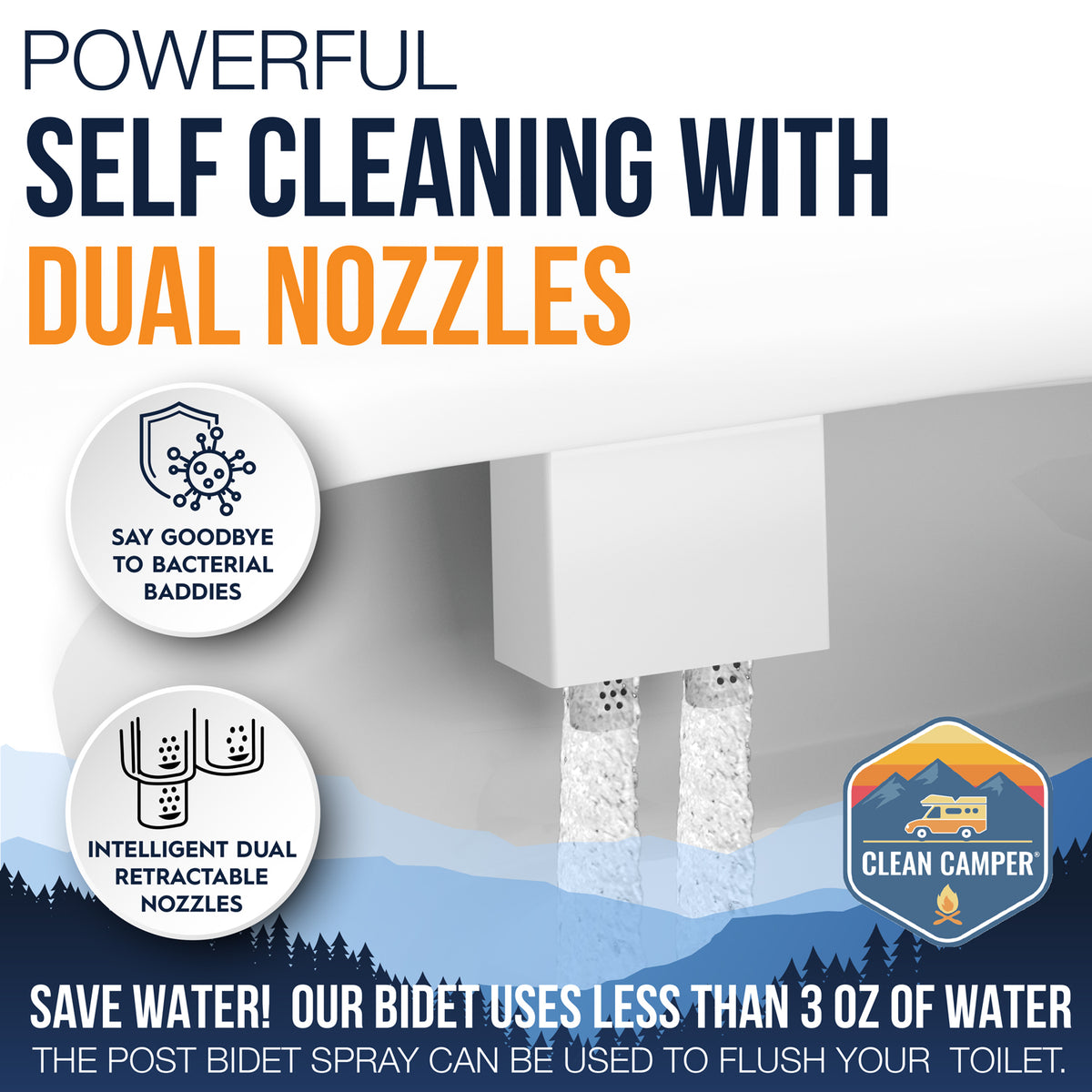 RV Bidet From Clean Camper - Self Cleaning, Adjustable Dual Nozzle ...