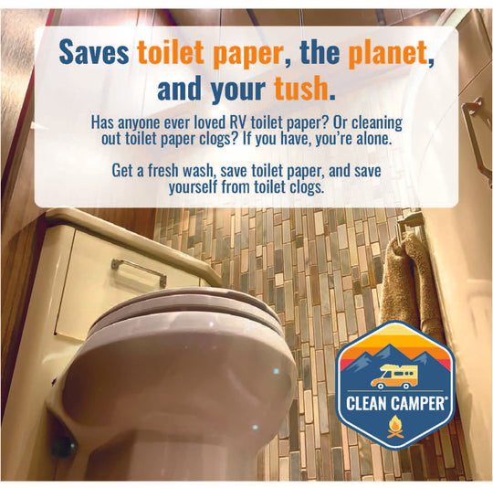 RV Bidet From Clean Camper - Self Cleaning, Adjustable Dual Nozzle - Fits Virtually Every RV